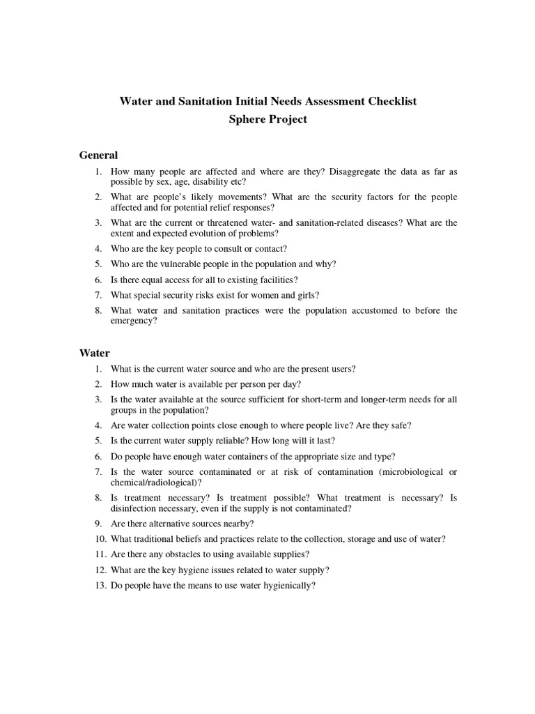 watsan-initial-needs-assessment-checklist-sphere-project | Download ...