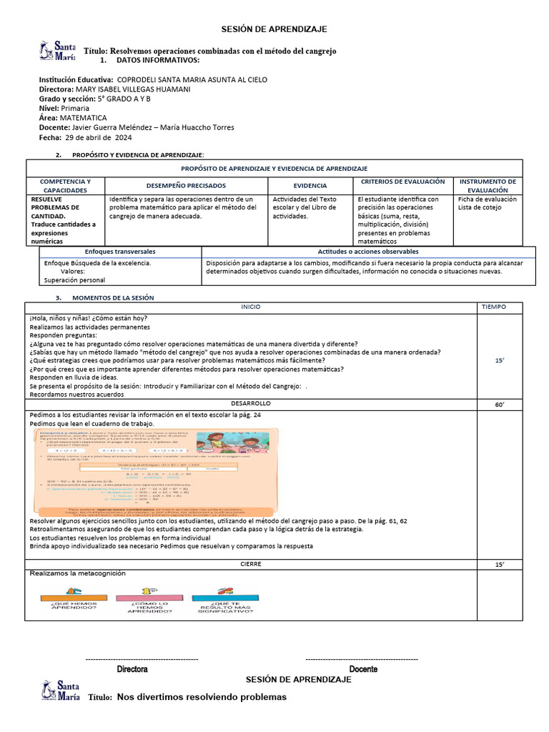 Sesión de Aprendizaje Semana | Descargar gratis PDF | Evaluación | Aprendizaje