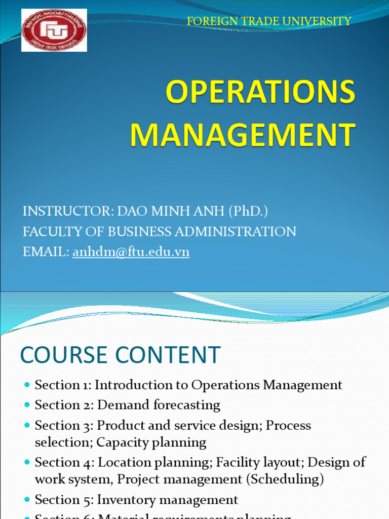 Introduction To Operation Management Slides | PDF | Supply Chain | Product (Business)