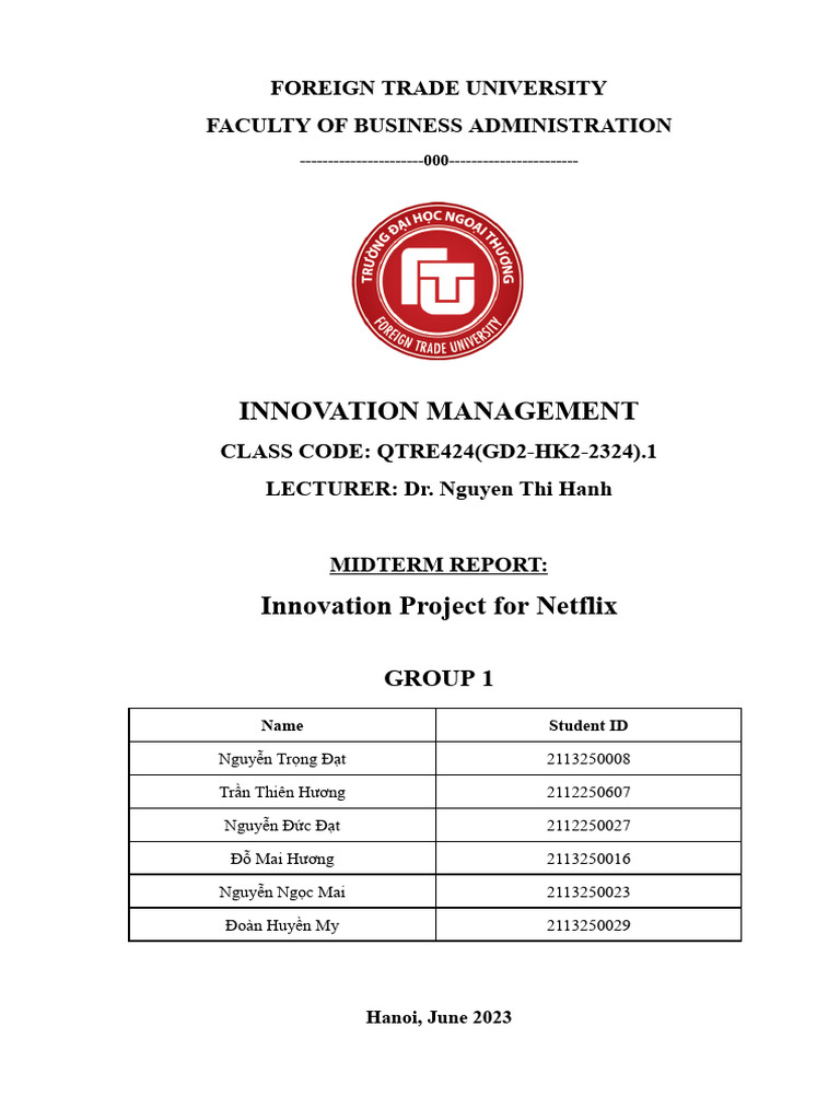 Innovation Group 1 Report | PDF | Agile Software Development | Innovation