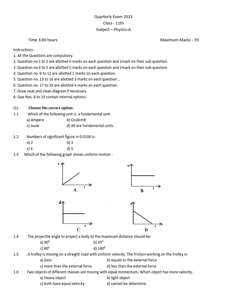 11 Th Phy Set a Eng Med | PDF | Acceleration | Force