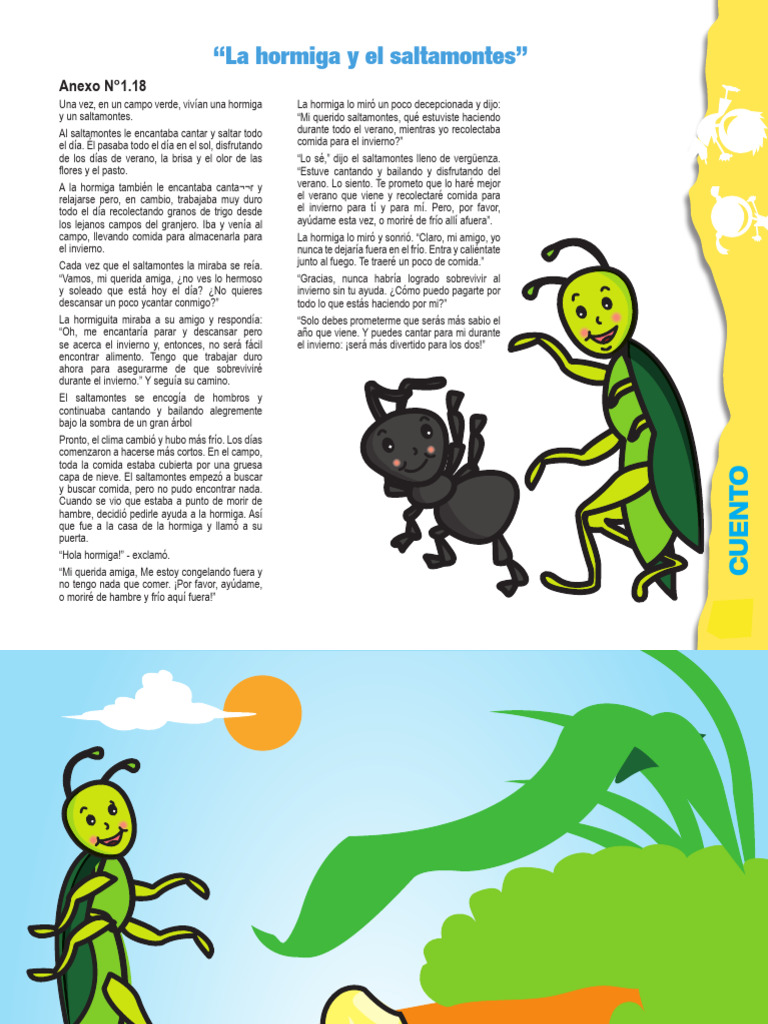 Anexo 1.18 Cuento La Hormiga y El Saltamontes | PDF
