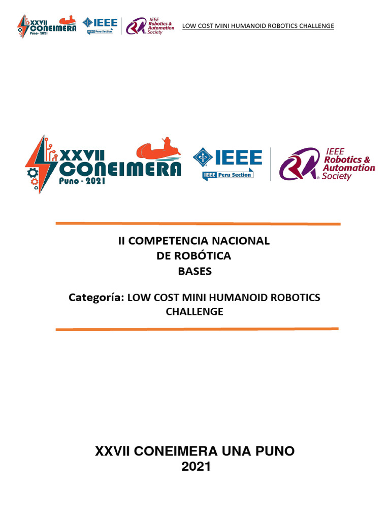 Bases Concurso Mini Humanoide ESP | PDF | Robot | Robótica