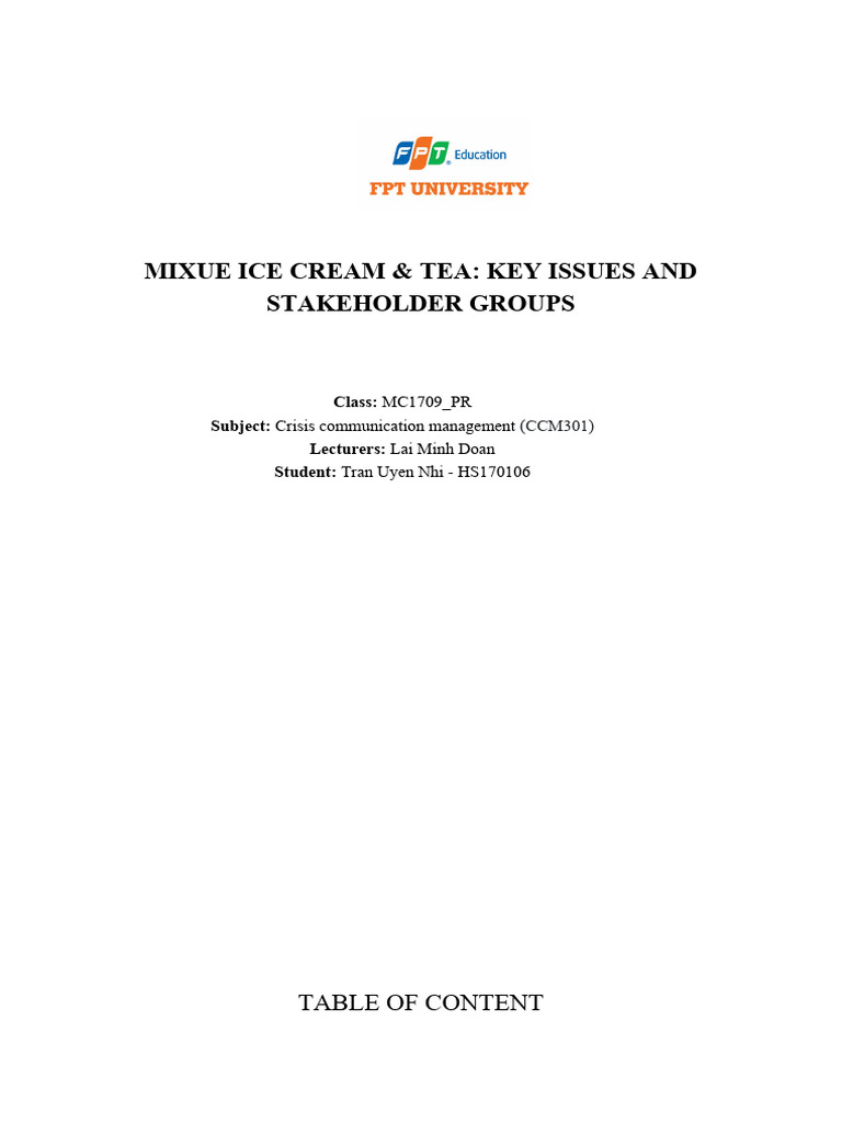 Mixue - Stakeholder Issues and Analysis | PDF | Food Safety | Plastic