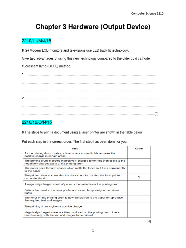 Chap 3 Output Devices | PDF | Printer (Computing) | Input/Output Chap 3 Output Devices | PDF | Printer (Computing) | Input/Output