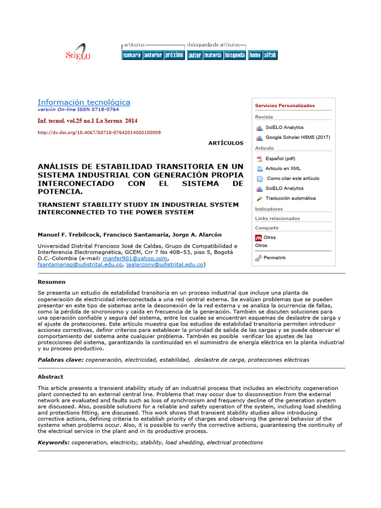Análisis de Estabilidad Transitoria en Un Sistema Industrial Co | PDF ...