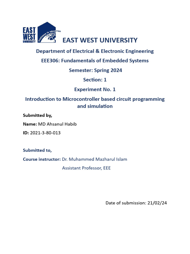 Eee 306 Lab 1 Download Free Pdf Microcontroller Computer Engineering