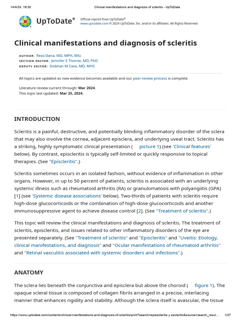 Clinical Manifestations and Diagnosis of Scleritis - UpToDate | PDF | Rheumatoid Arthritis ...