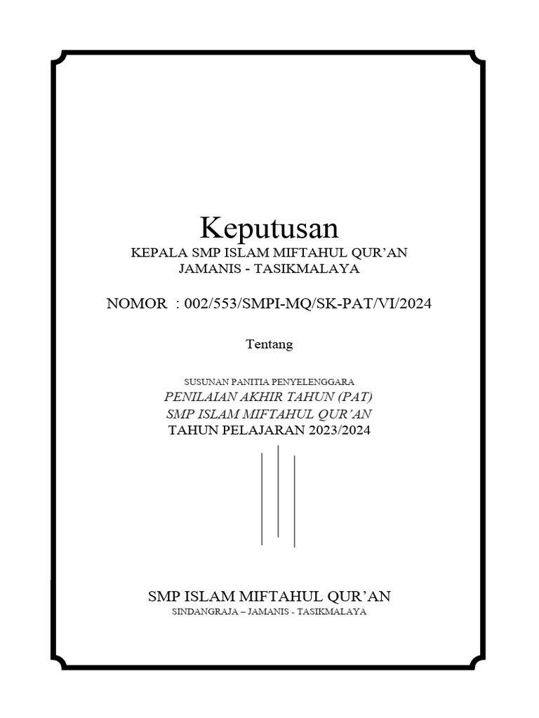 SK Panitia Pat Smpi MQ | PDF