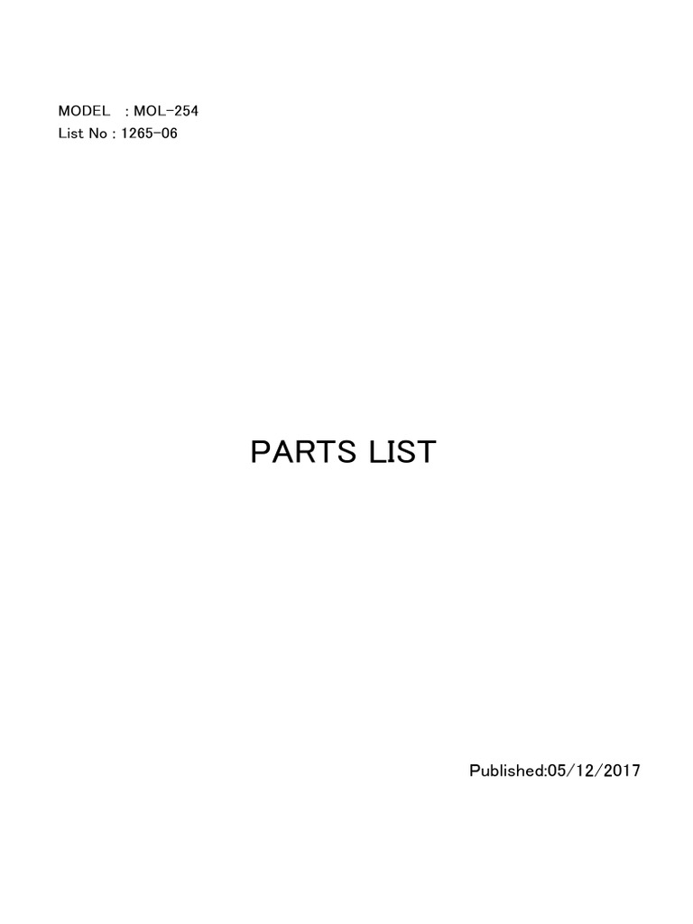 Mol-254 Part List | PDF | Machines | Mechanical Engineering