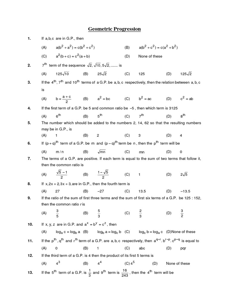 Geometric Progression-1 | PDF | Mathematics | Elementary Mathematics