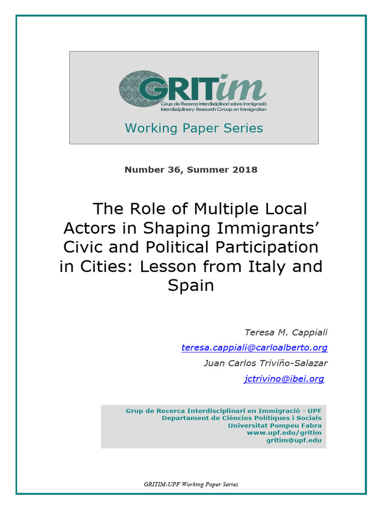 The Role of Multiple Local Actors in Shaping Immigrants Civic and Political Participation | PDF ...
