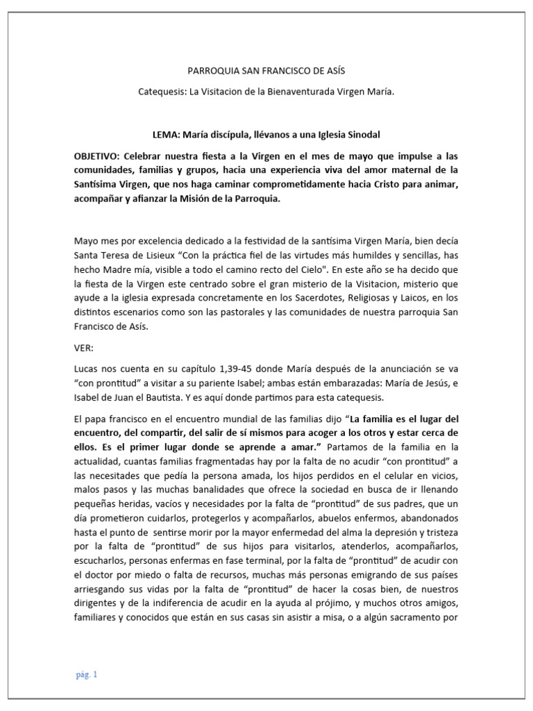 Celebración de la Visitación de María | PDF | María, madre de Jesús