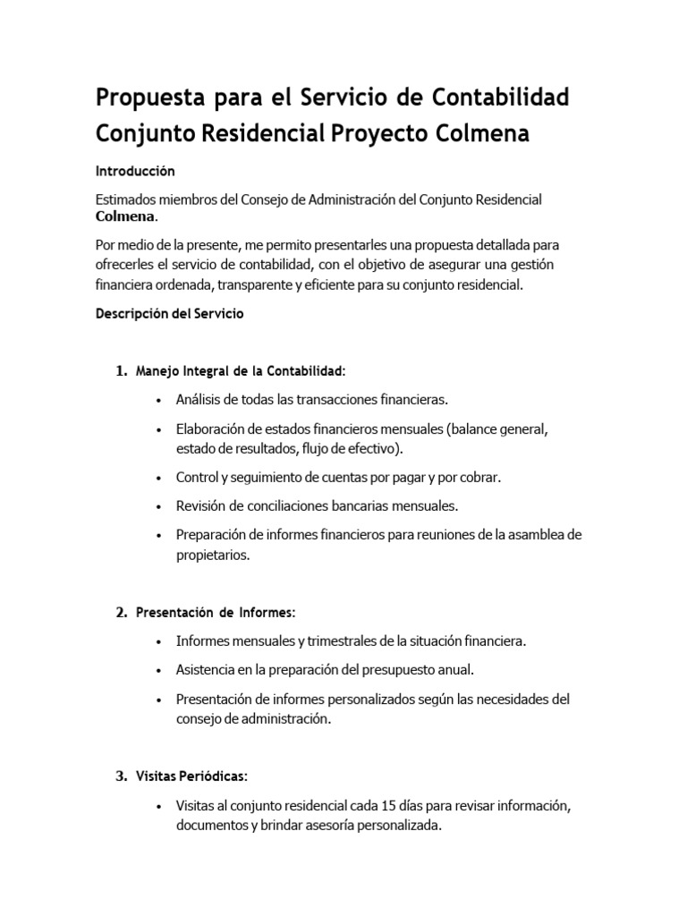 Propuesta Contabilidad Proyecto Colmena. | Descargar gratis PDF | Contabilidad | Estado financiero