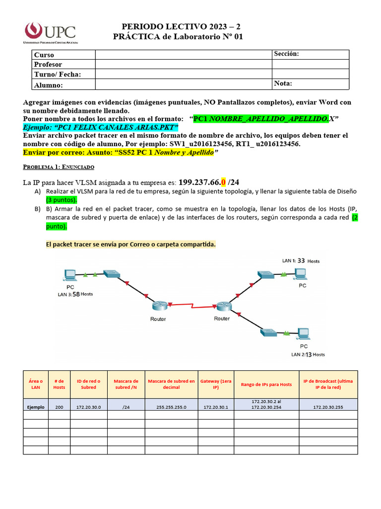 Práctica de Laboratorio Packet Tracer | PDF | Dirección IP | Estándares de internet