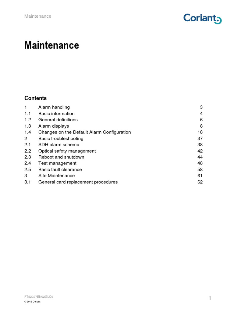07 FT52227EN02GLC0 Maintenance Doc | PDF | Button (Computing) | Quality Of Service