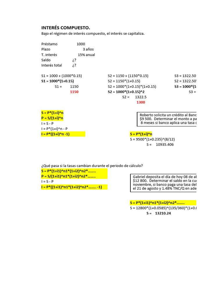 Cálculo de Interés Compuesto y Tasas | PDF | Bancos | Finanzas Matemáticas