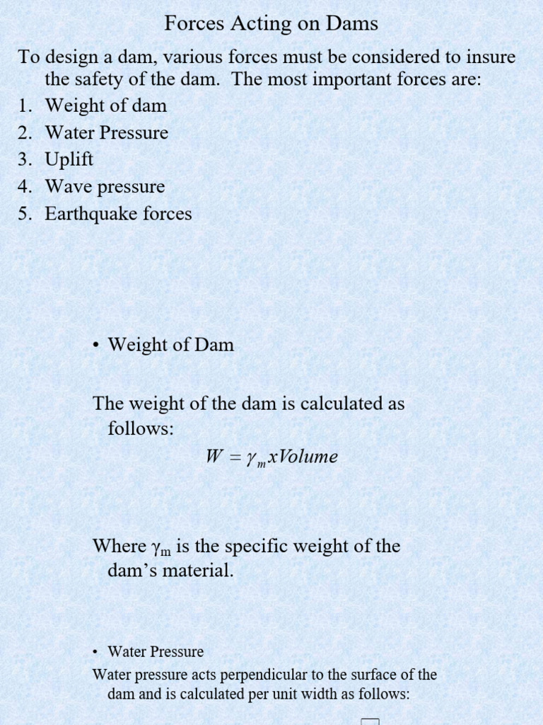 Dam Design: Key Forces Explained | PDF