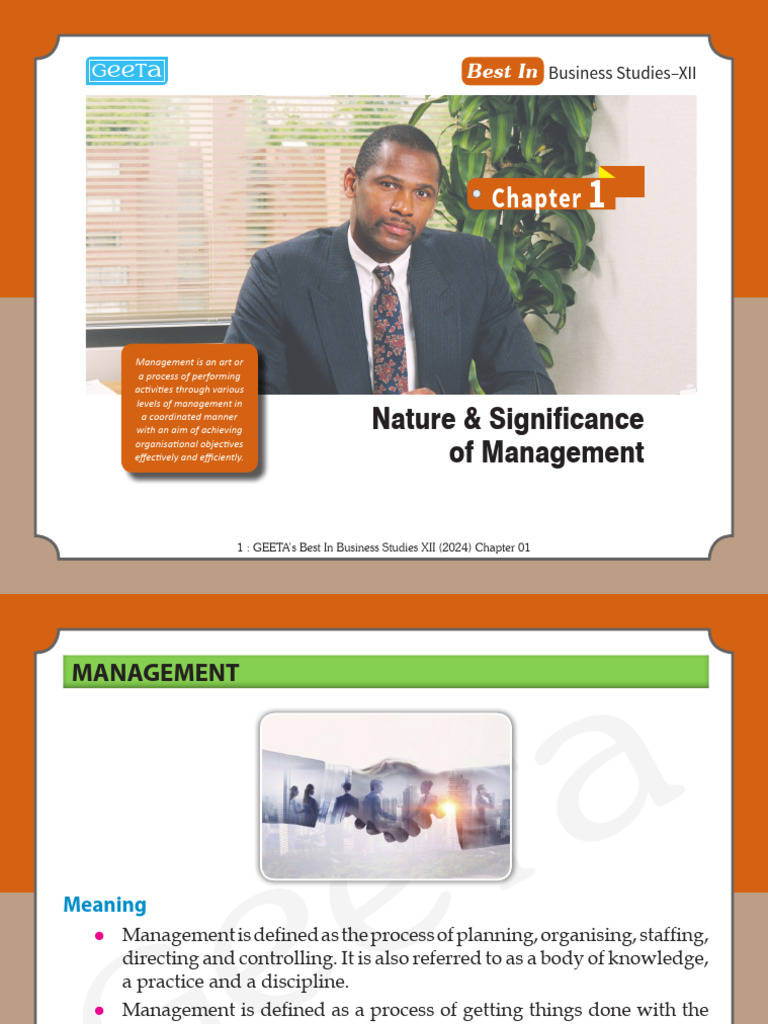 Class 12 Business Studies: Management Notes | PDF | Science | Profession