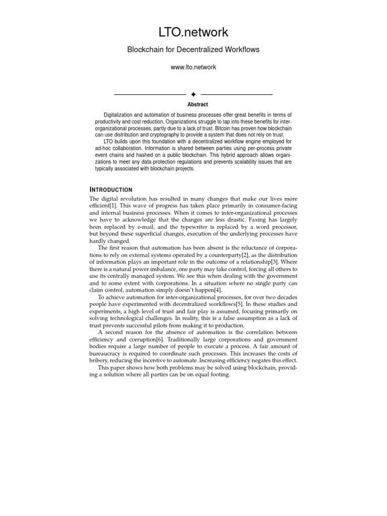 LTO Network - Technical Paper | PDF | Business Process | Computer Science