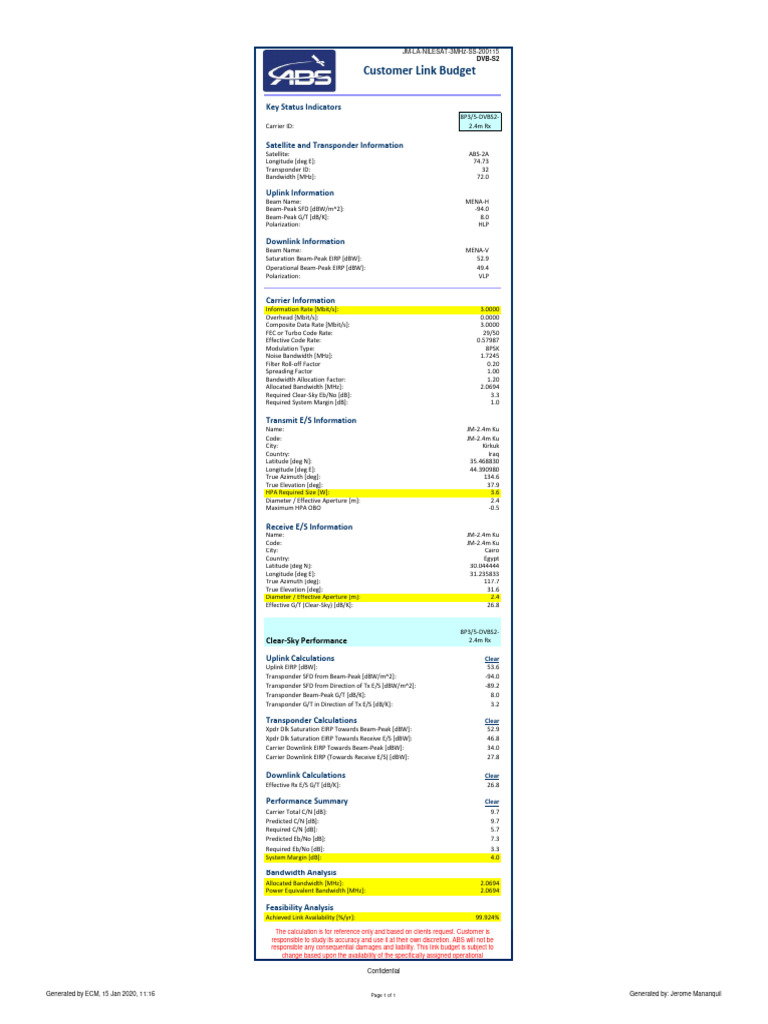 Abs Parameters | PDF | Telecommunications Engineering | Electronics
