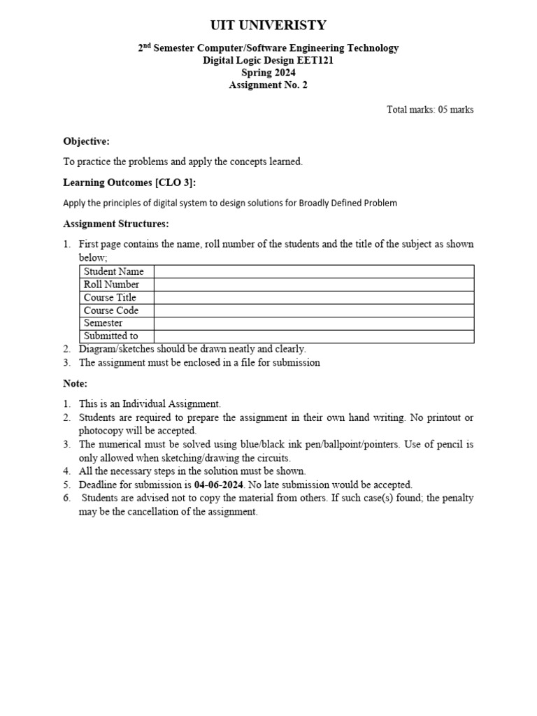 DLD Assignment | PDF