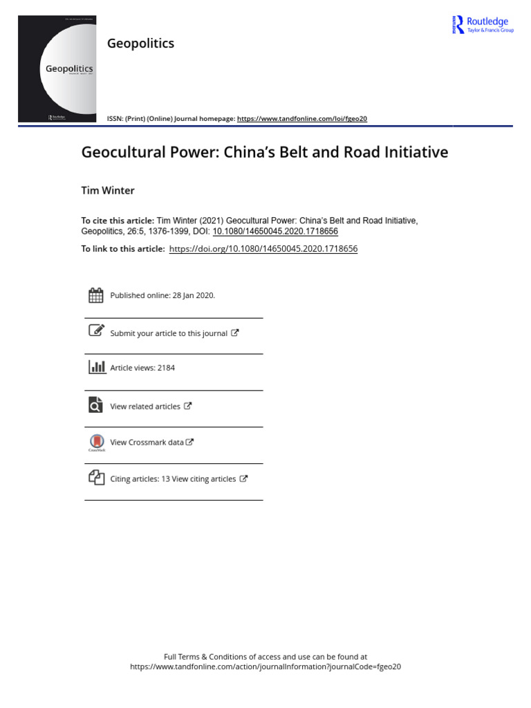 China's Belt and Road: Geocultural Power | PDF | Silk Road | China