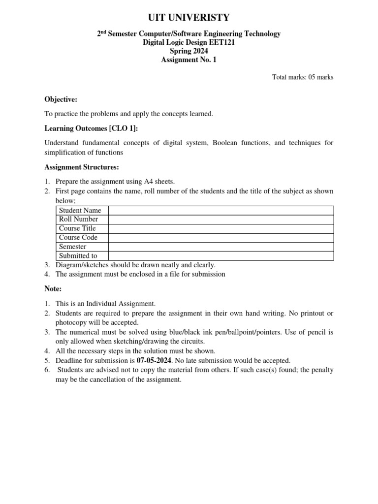 Assignment 1 DLD LOGIC GATES | PDF