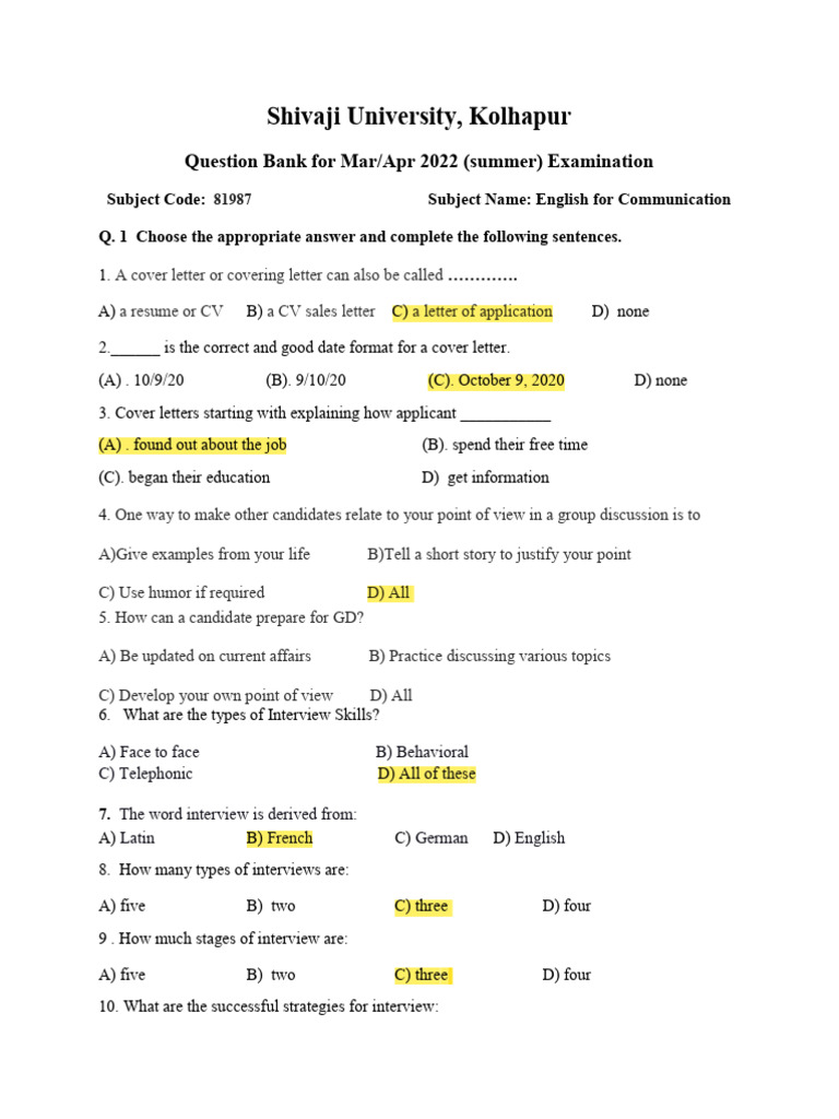 Bcs-III Sem-Vi 81987 Question Bank | PDF | Communication | Nonverbal ...
