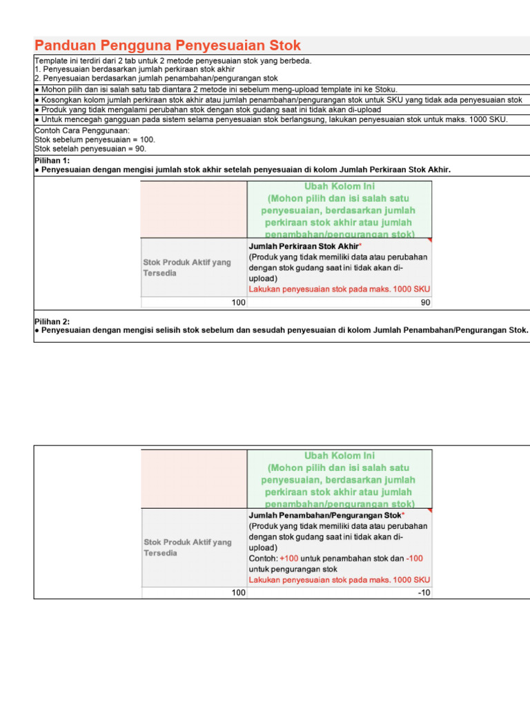 Penyesuaian Stok Massal Produk Aktif Semua SKU 20231026 1900 | PDF