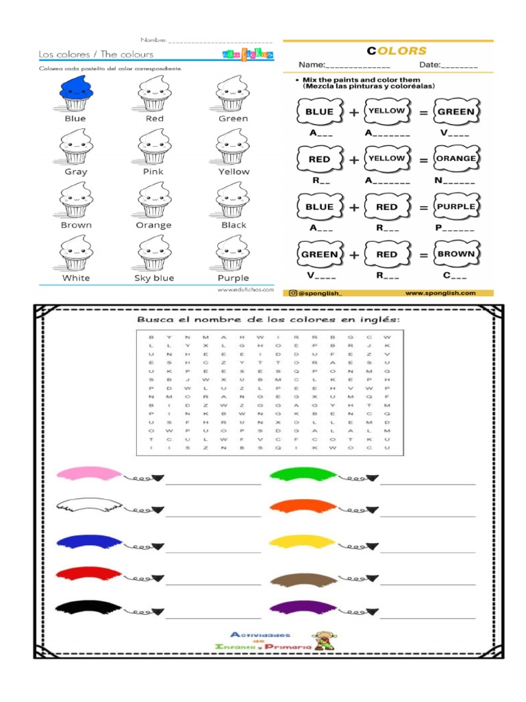Colores en Ingles Ejercicio | PDF