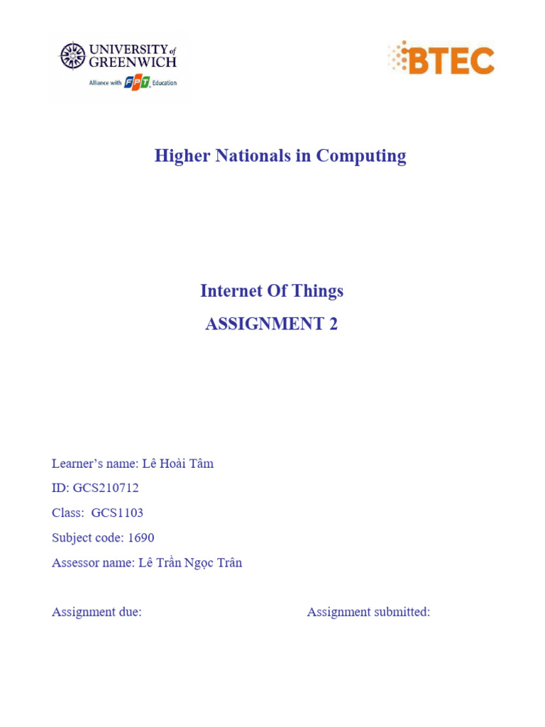 Assginment2 LeHoaiTam GCS210712 IoT | PDF | Arduino | Accuracy And ...
