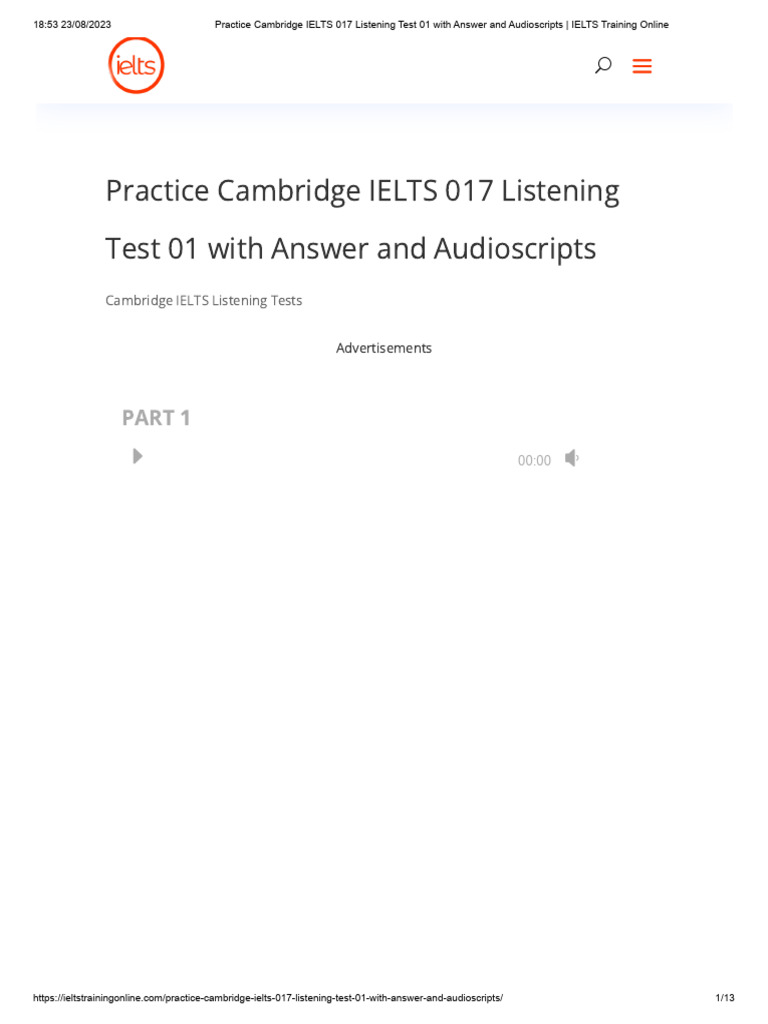 Practice Cambridge Ielts 017 Listening Test 01 With Answer And