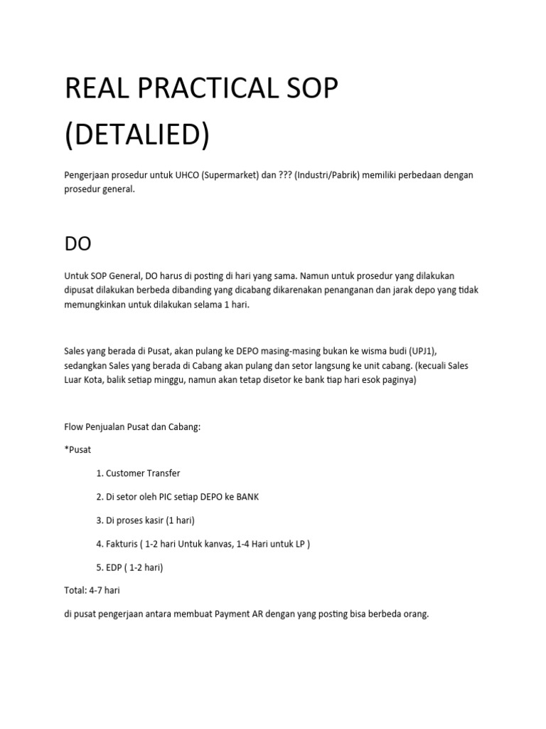 Real Practical SOP (DETAILED) | PDF