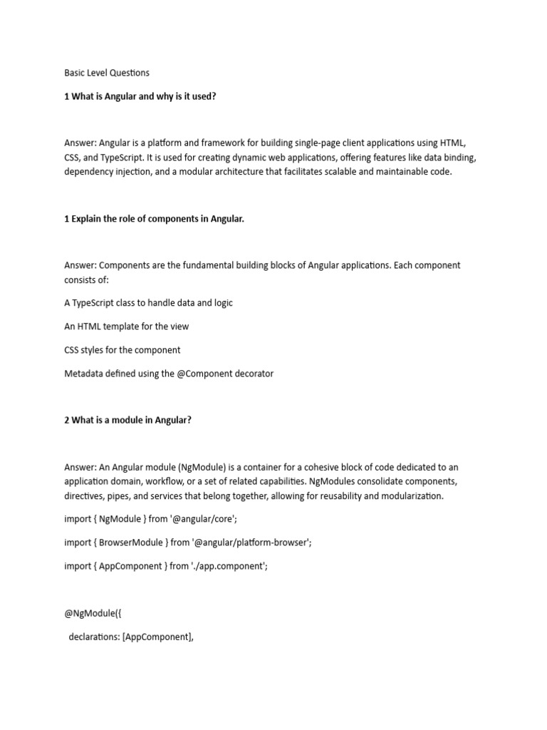 Angular Question Bank | PDF | Class (Computer Programming) | Document ... Angular Question Bank | PDF | Class (Computer Programming) | Document ...