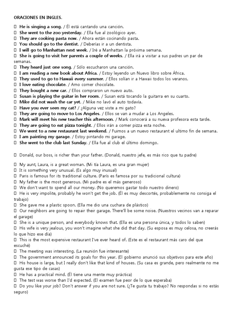 150 ORACIONES EN INGLES | PDF