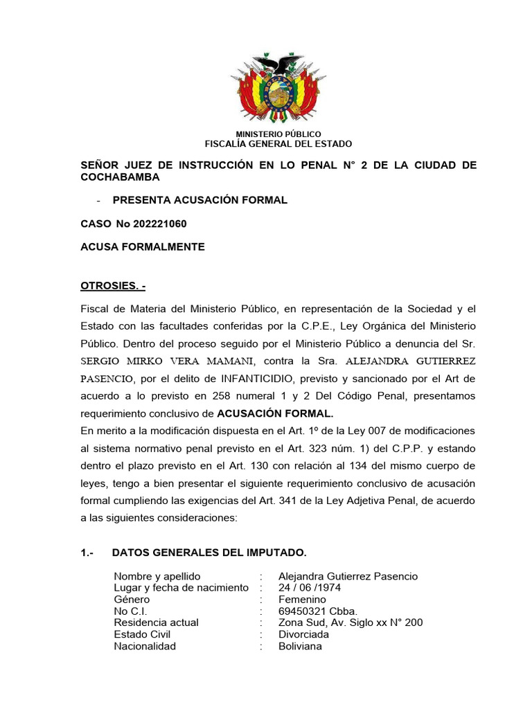 Acusacion Formal | PDF | Fiscal | Sentencia (ley)