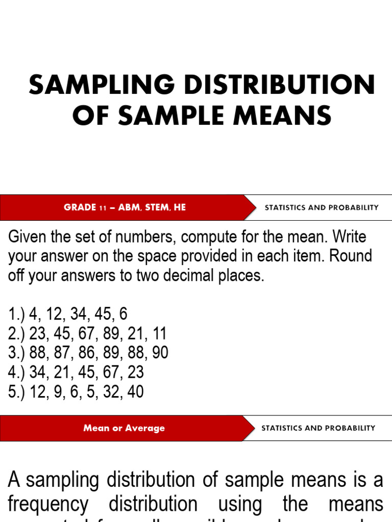 Q4 - Week 1 Statistics and Probability | Download Free PDF | Mean | Sampling (Statistics)