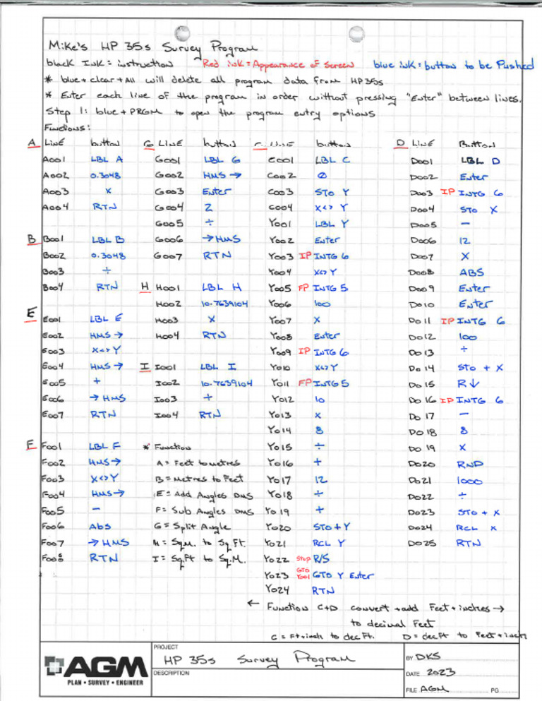 HP-35s Survey Program | PDF