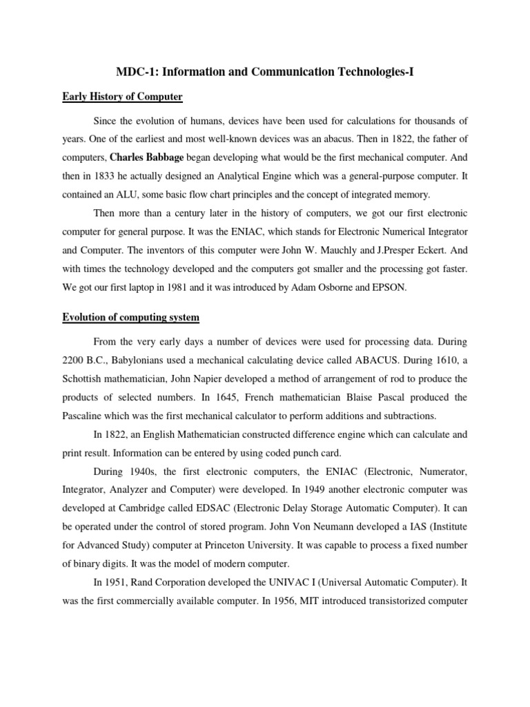 MDC-4 Information and Communication Technology | PDF | Random Access Memory | Read Only Memory