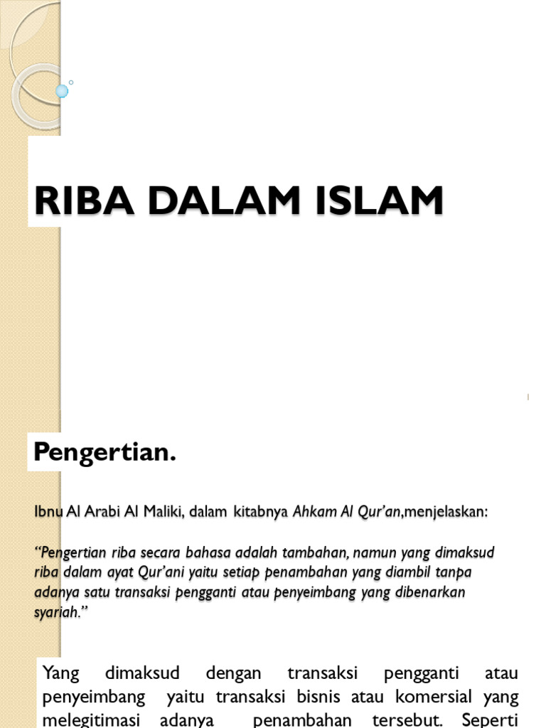 Kuliah 12 Riba Dalam Islam | PDF