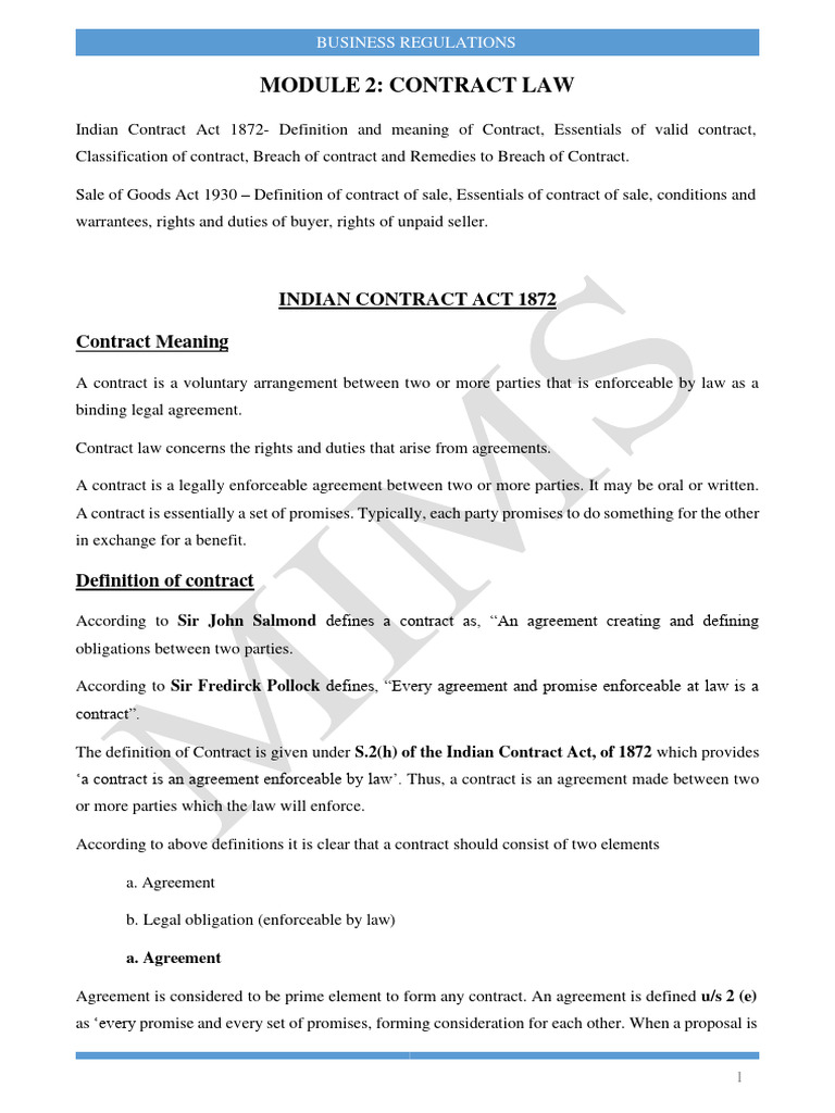 BR - MODULE - 2 Contract Law | Download Free PDF | Breach Of Contract ...