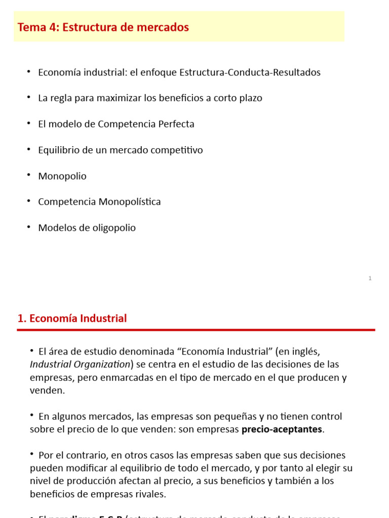 Tema 4_Estructura de Mercados | PDF | Monopolio | Mercado (economía)