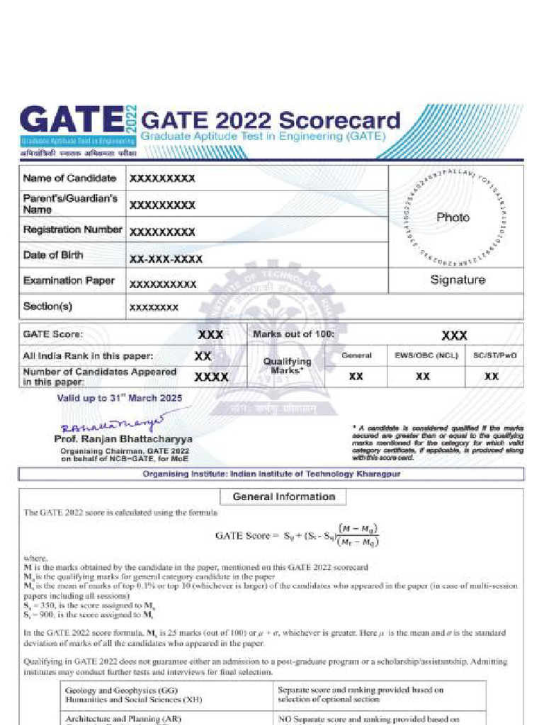 Gate Score Card Scaled | PDF