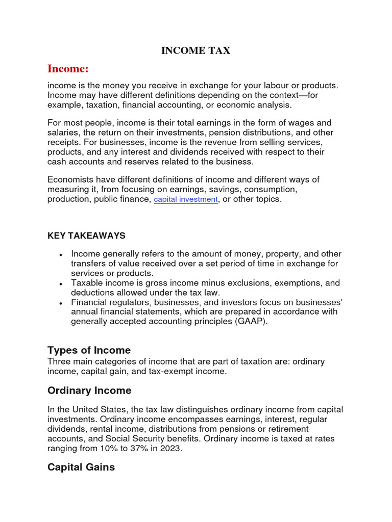 Income Tax Notes | PDF | Taxes | Income