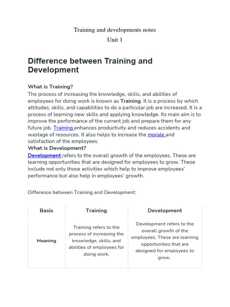 Training and Developments Notes | PDF | Learning | Goal