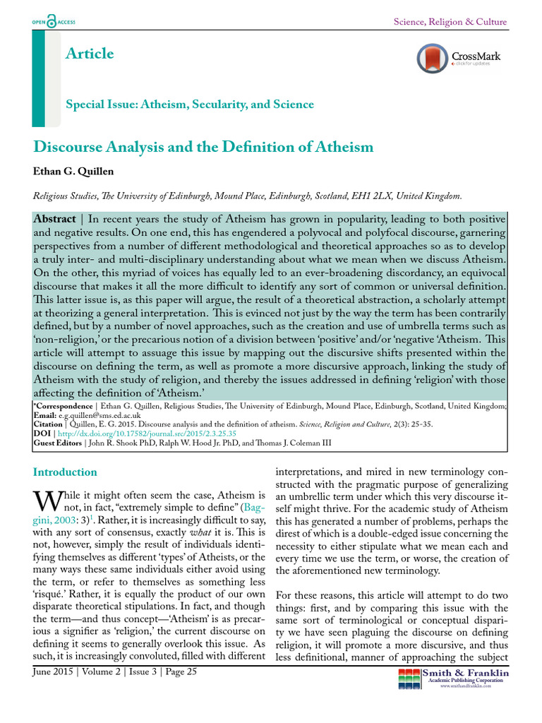 Discourse Analysis and the Definition Of | PDF | Atheism | Discourse