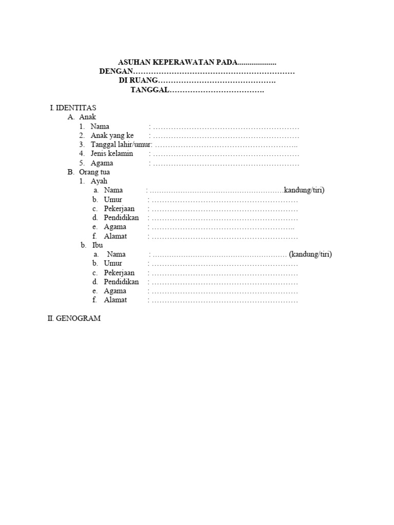 Form Askep Anak Sakit (Ranap Anak) Edit | PDF