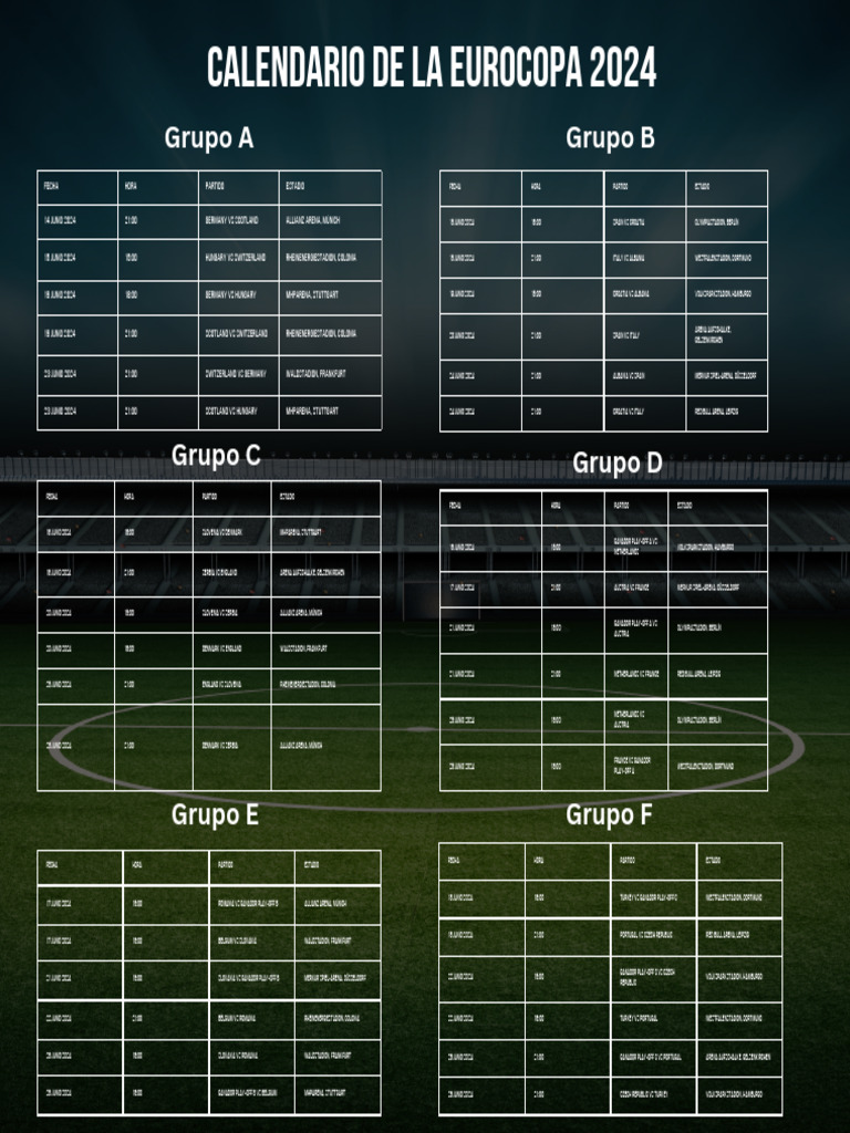 Calendario de partidos Eurocopa 2024 | PDF | Asociación de ...