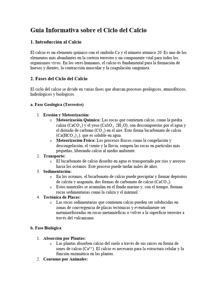 Guía Informativa sobre el Ciclo del Calcio | Descargar gratis PDF | Calcio | Suelo